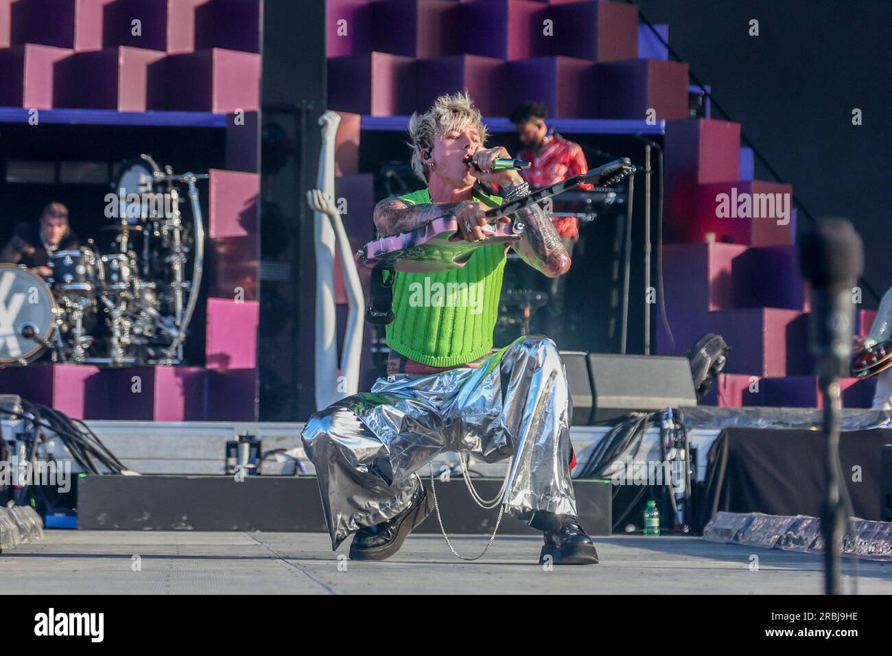 The singer Machine Gun Kelly during a performance on the first day of ...