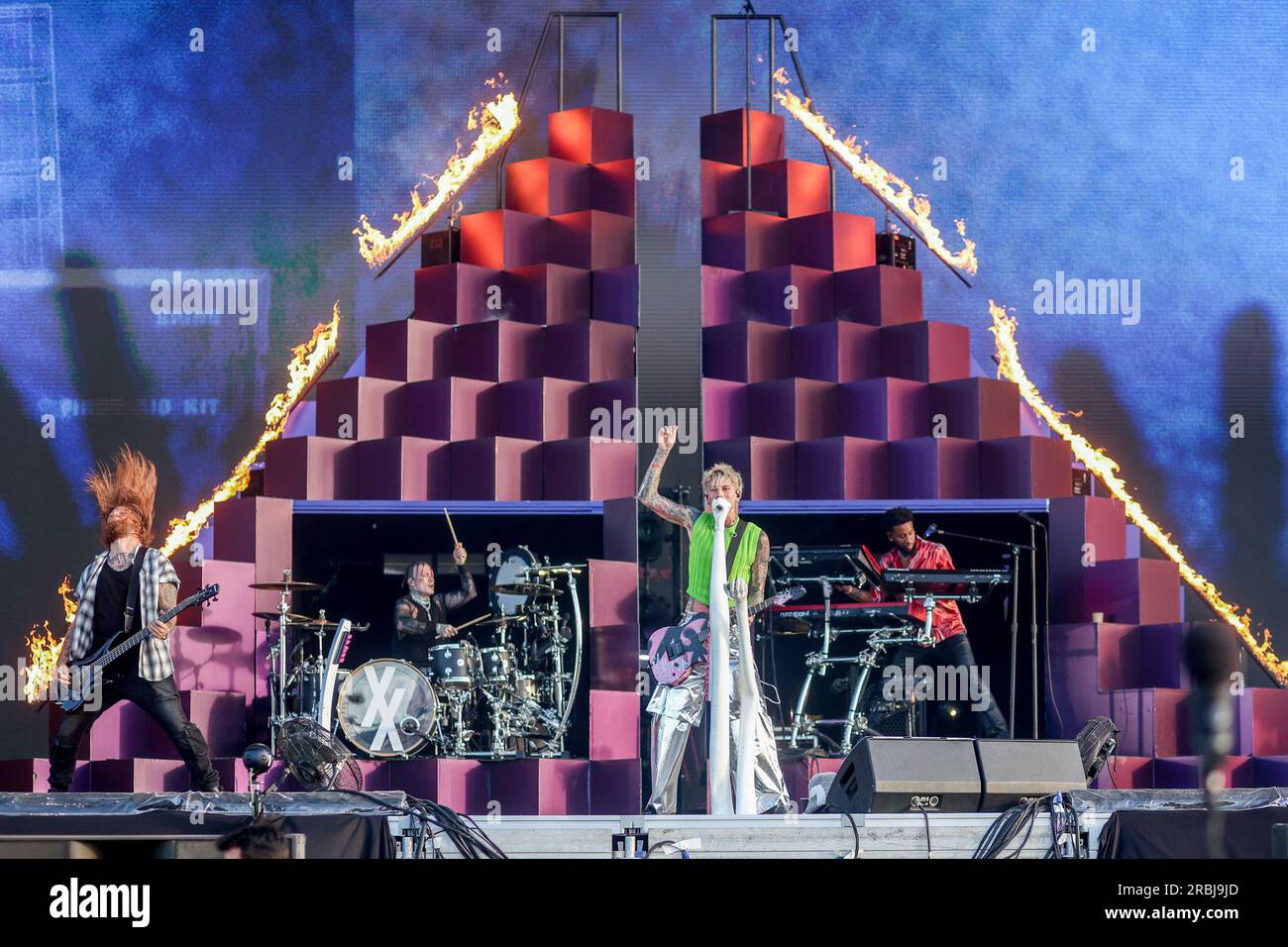 The singer Machine Gun Kelly during a performance on the first day of ...