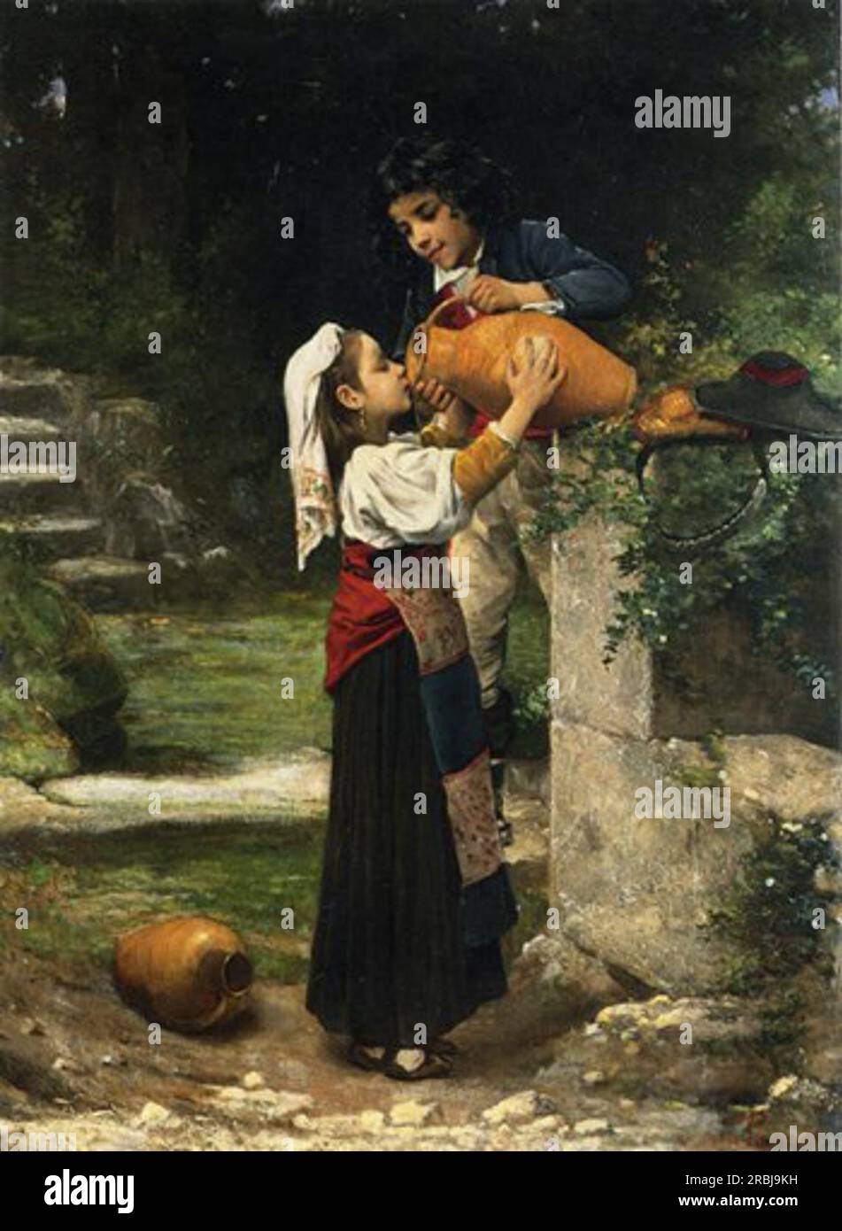 The first taste 1877; Italy by Charles Victor Thirion Stock Photo - Alamy