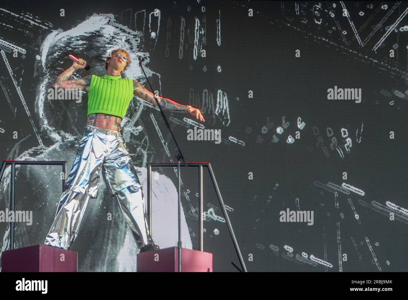 The singer Machine Gun Kelly during a performance on the first day of ...