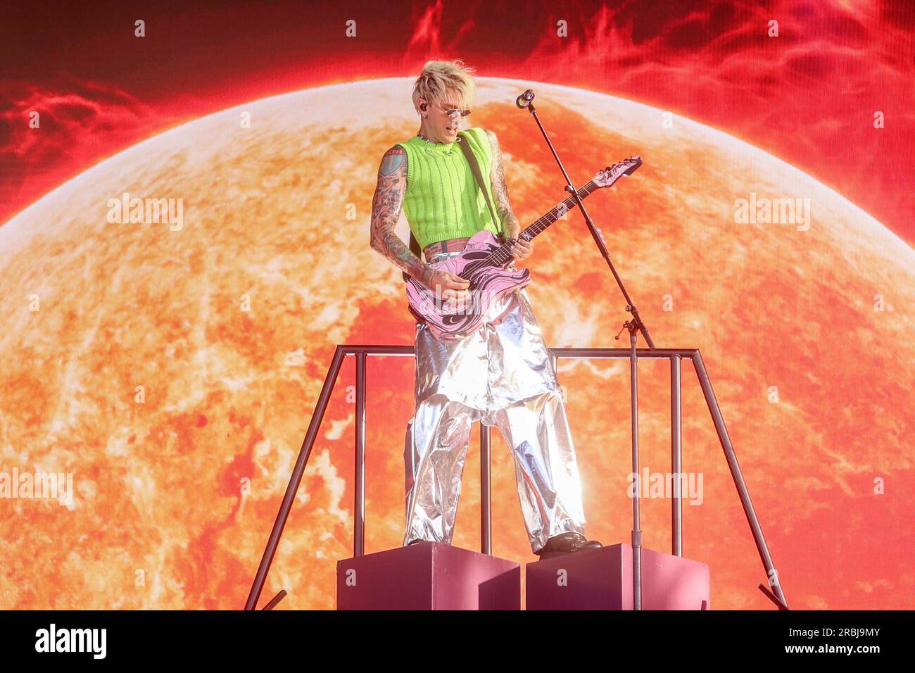 The singer Machine Gun Kelly during a performance on the first day of ...