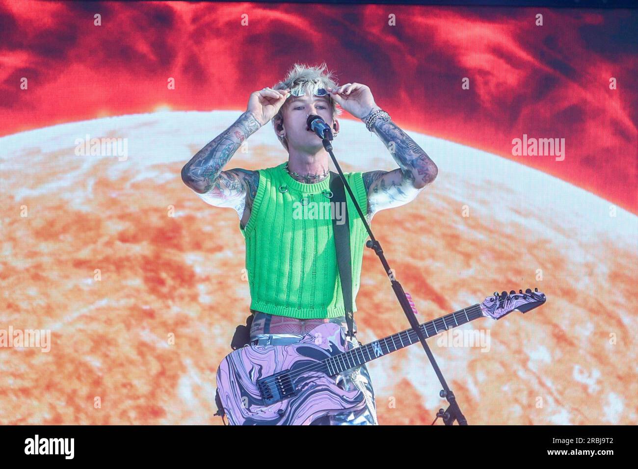 The singer Machine Gun Kelly during a performance on the first day of ...