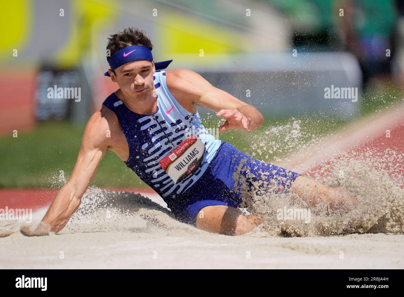 Harrison Williams competes in the decathlon long jump during the 2023 ...