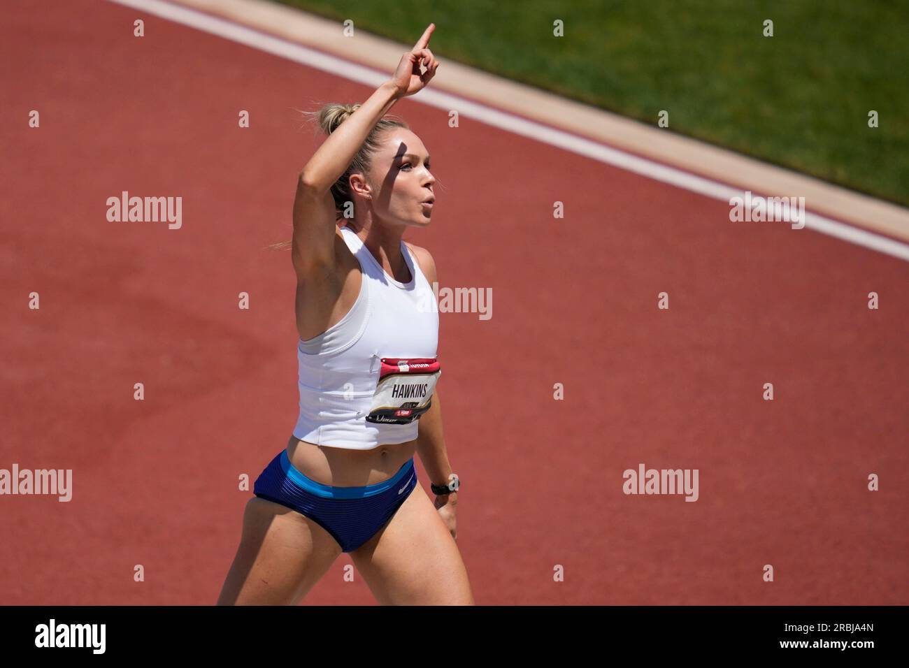 Cheri Hawkins competes in the heptathlon high jump during the 2023 ...