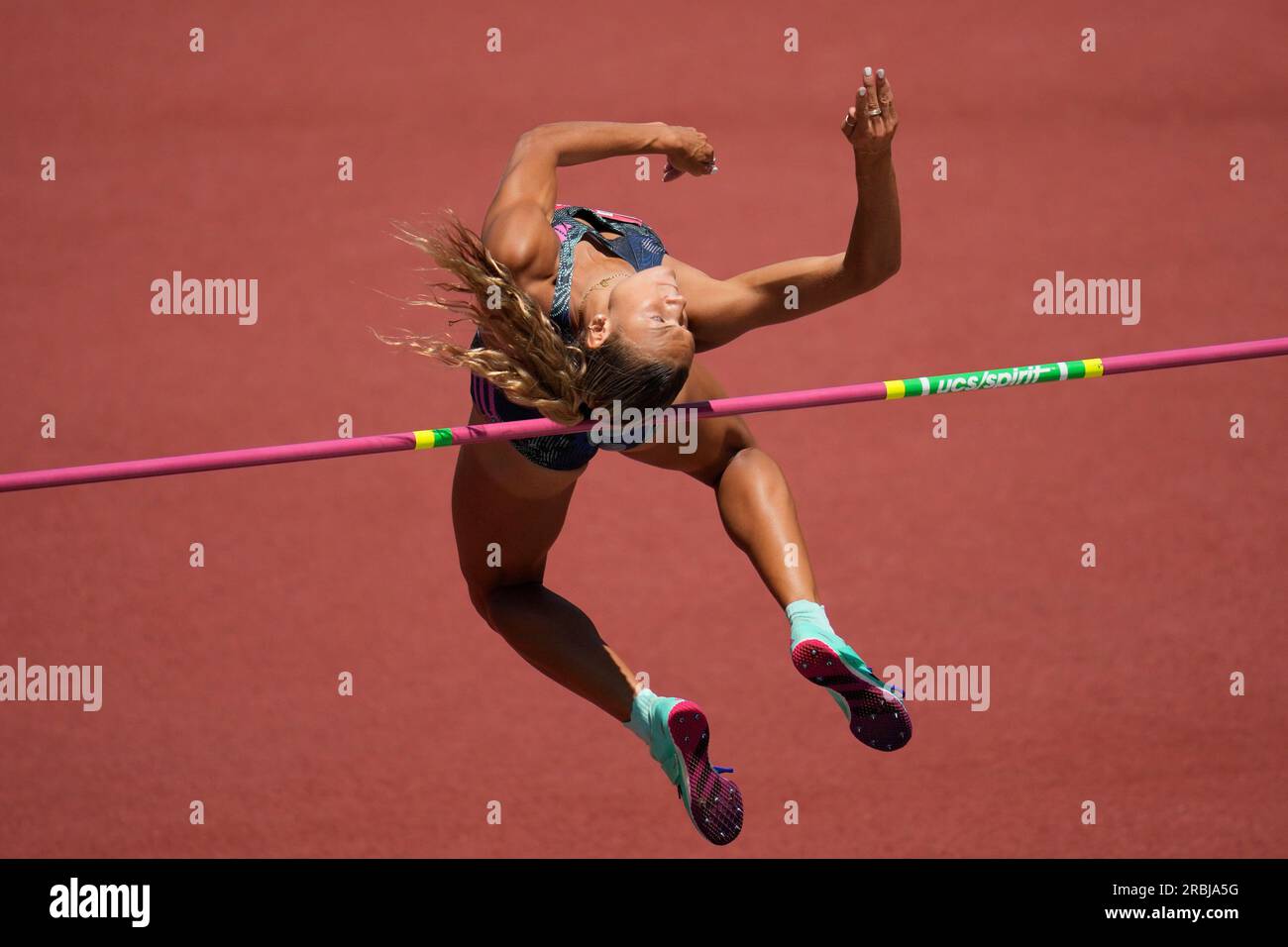 Anna Hall competes in the heptathlon high jump during the 2023 USATF ...