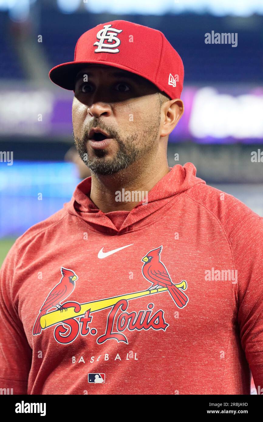 St. Louis Cardinals manager Oliver Marmol speaks before a baseball game ...