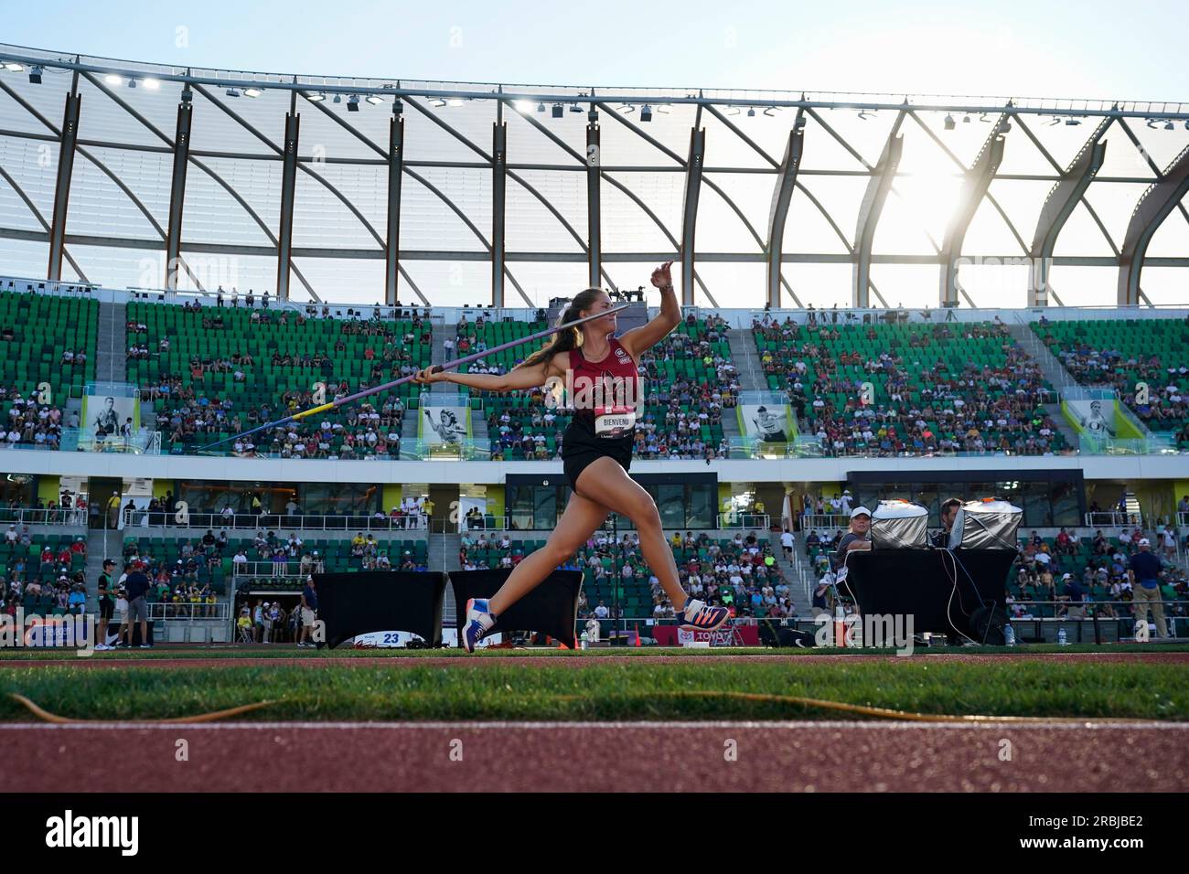 Maria Bienvenu competes in the women's javelin competition during the U ...