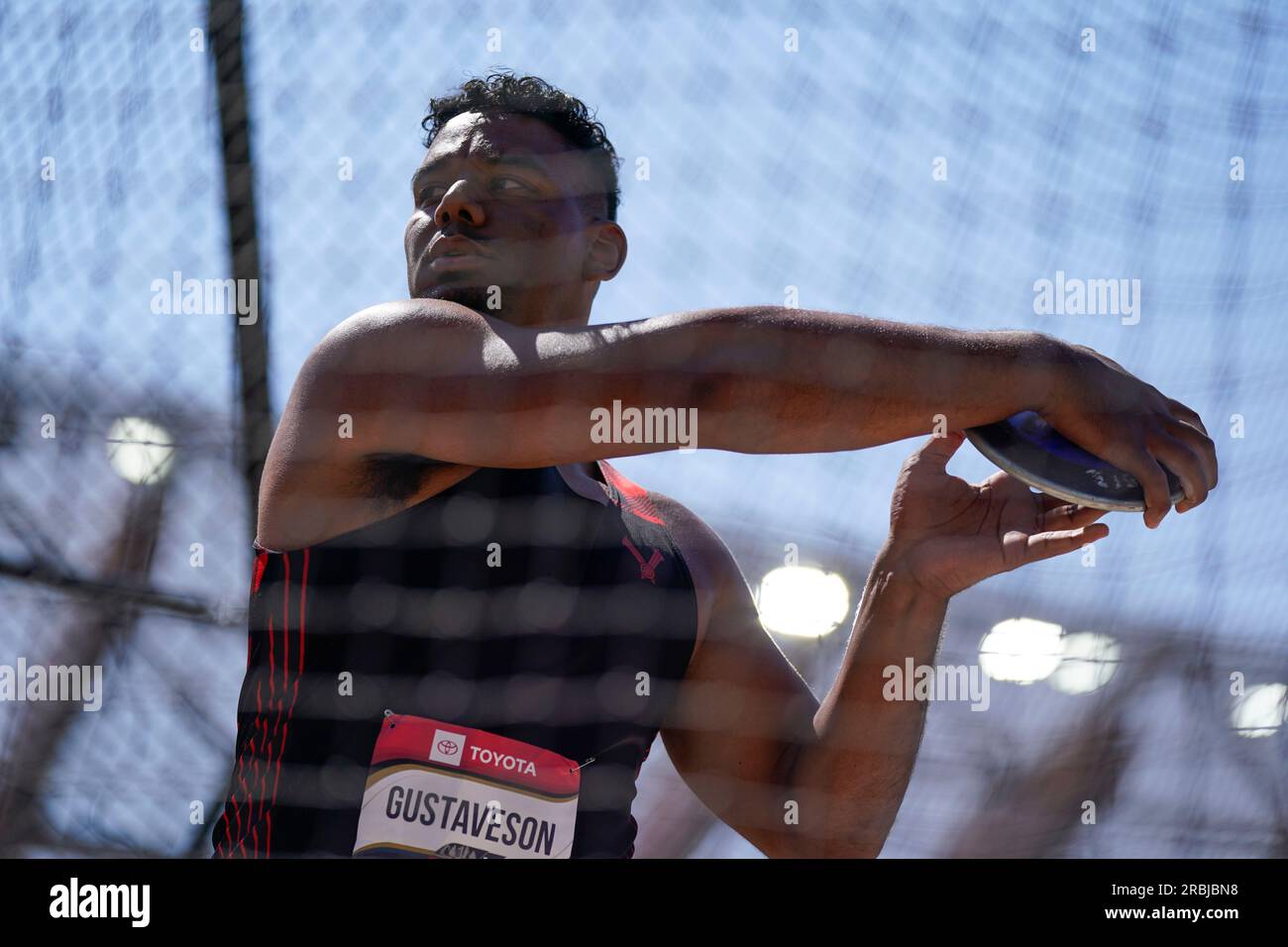 Marcus Gustaveson competes in the discus throw during the U.S. track ...