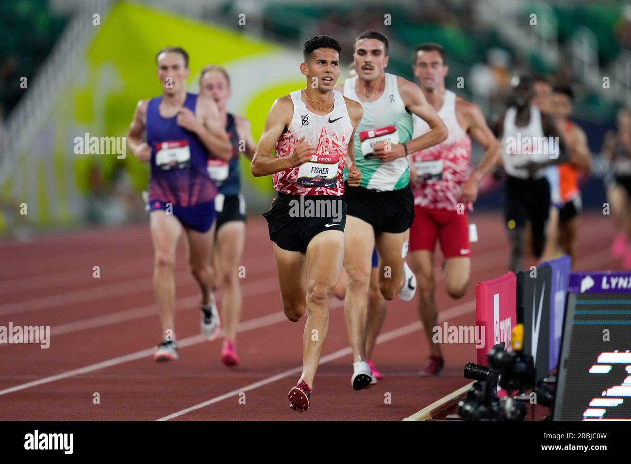 Grant Fisher competes in the men's 10,000 meter race during the U.S ...