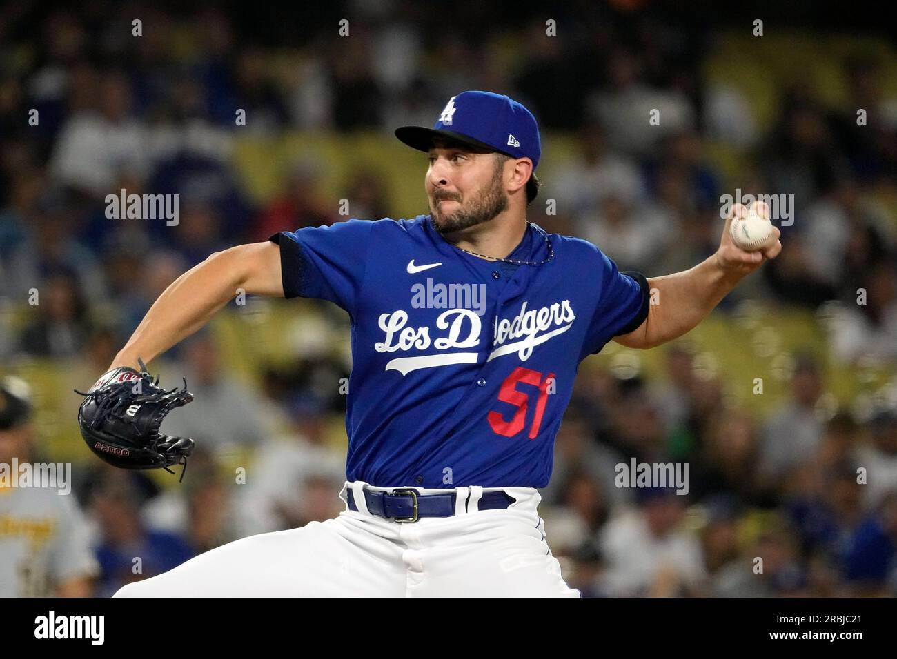 Los Angeles Dodgers relief pitcher Alex Vesia throws to the plate ...
