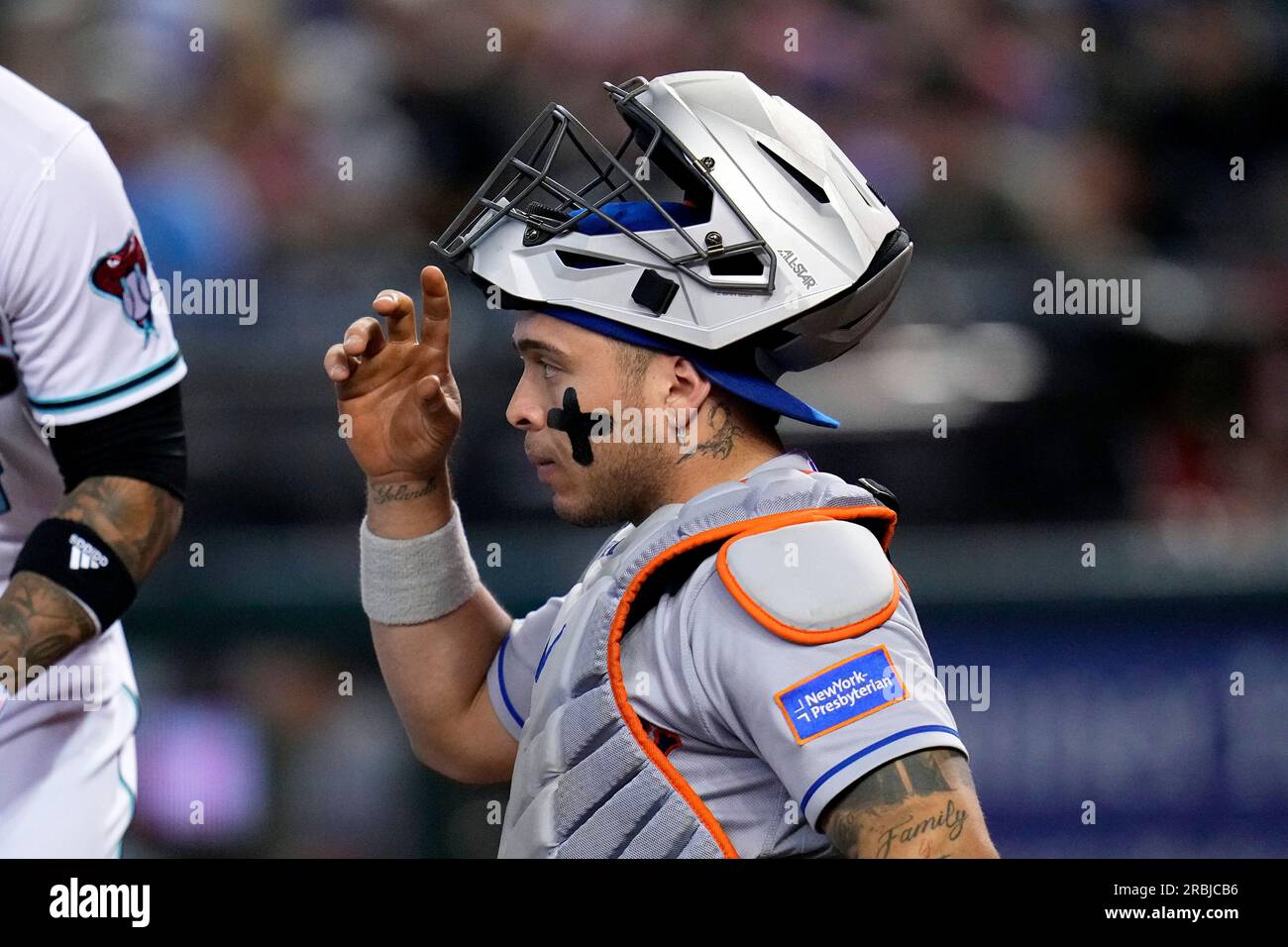 New York Mets catcher Francisco Alvarez pauses behind home plate during ...