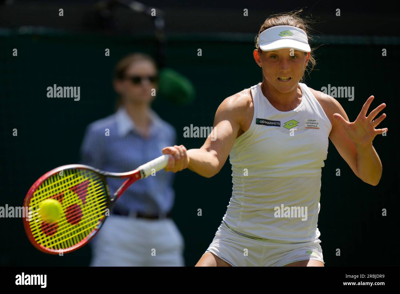 Varvara Gracheva of France plays a return to Aryna Sabalenka of Belarus ...
