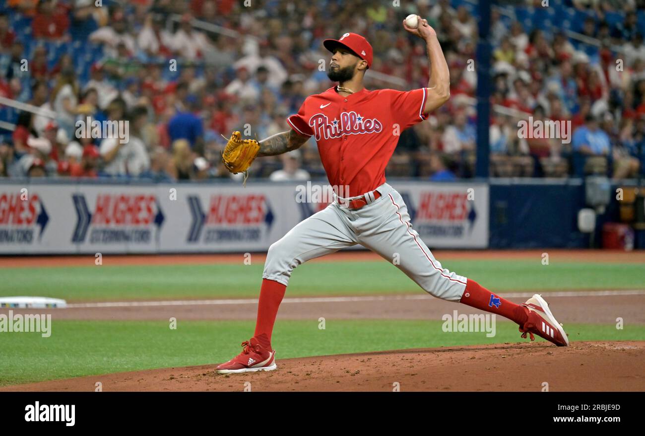Philadelphia Phillies starter Cristopher Sanchez pitches during a ...