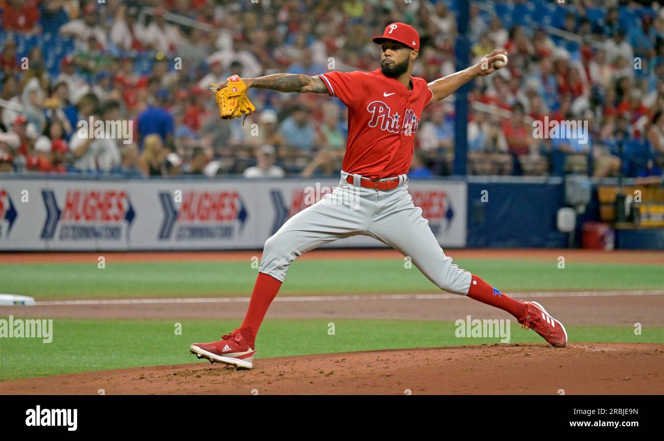 Philadelphia Phillies starter Cristopher Sanchez pitches during a ...