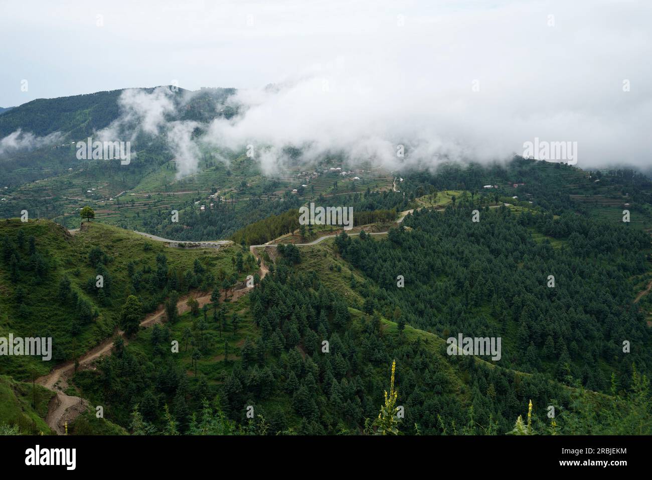 Low clouds form in the valley below the Chattar Plain mountains in ...