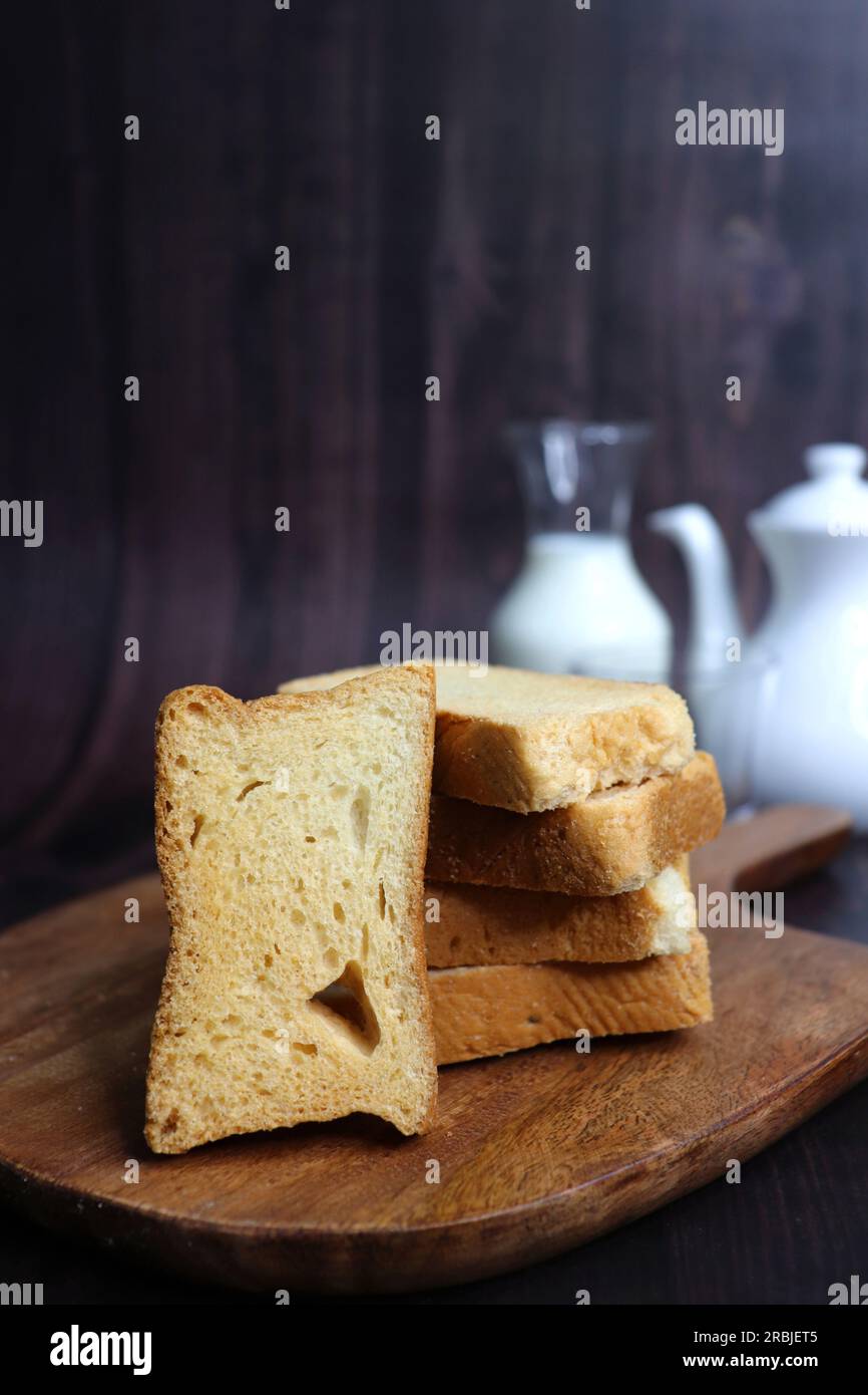 Tea Time Snack. Healthy Wheat rusk served with Indian hot masala tea ...