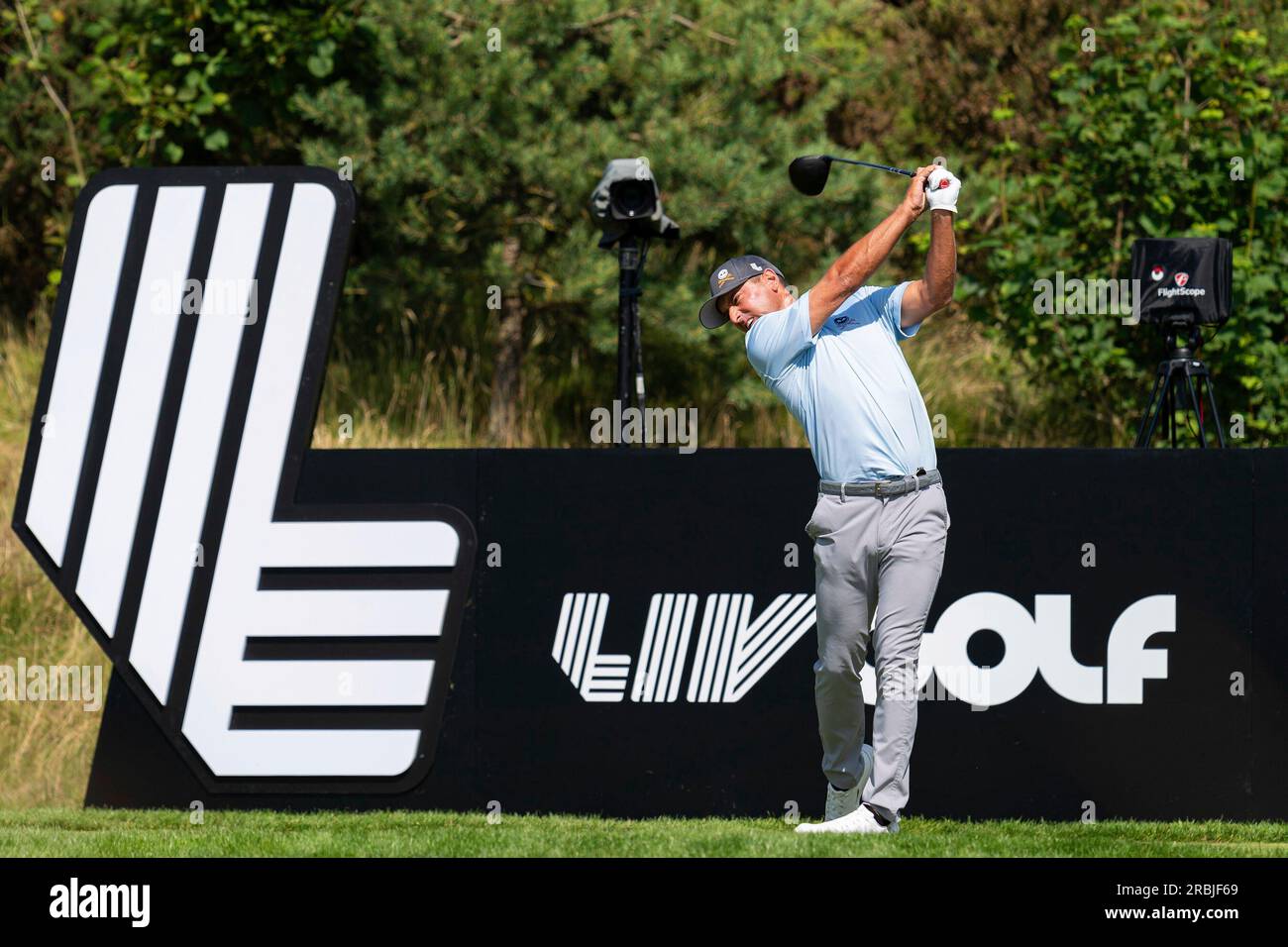 Charles Howell III of Crushers GC hits his shot from the 18th tee ...