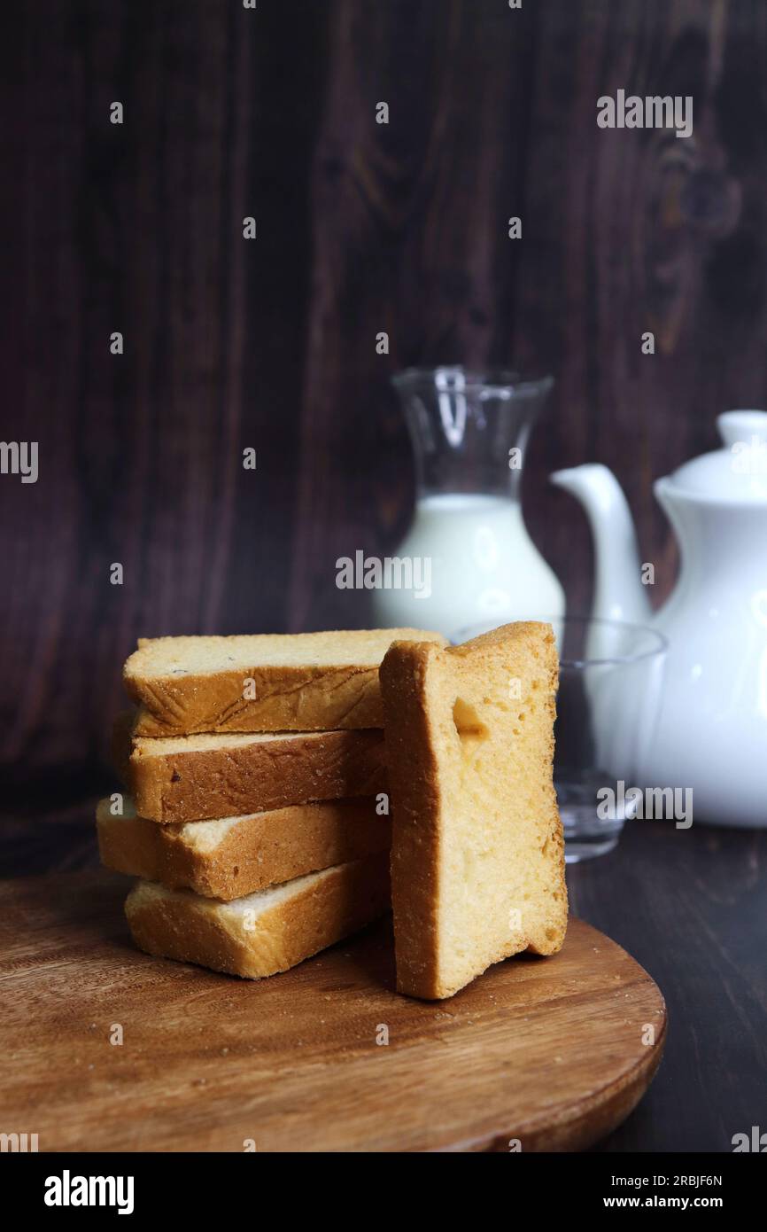 Tea Time Snack. Healthy Wheat rusk served with Indian hot masala tea ...