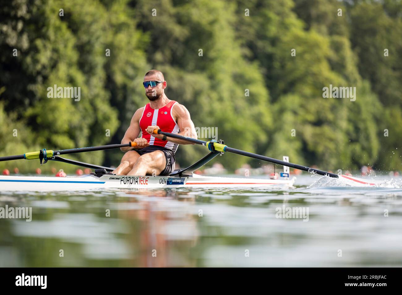 Sverri Nielsen of Denmark competes in the Men's Single Sculls ...