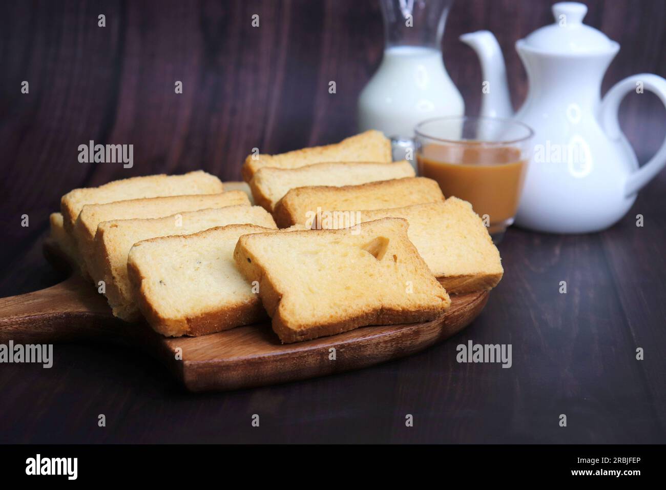 Tea Time Snack. Healthy Wheat rusk served with Indian hot masala tea ...