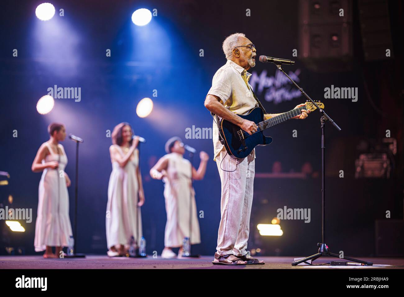Brazilian singer Gilberto Gil performs on the Auditorium Stravinski ...