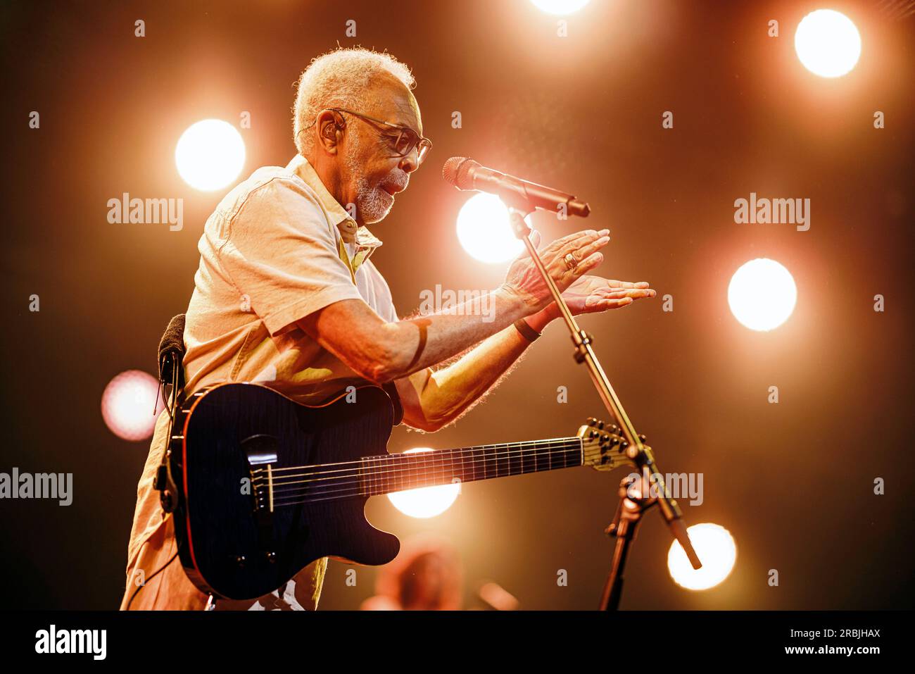 Brazilian singer Gilberto Gil performs on the Auditorium Stravinski ...