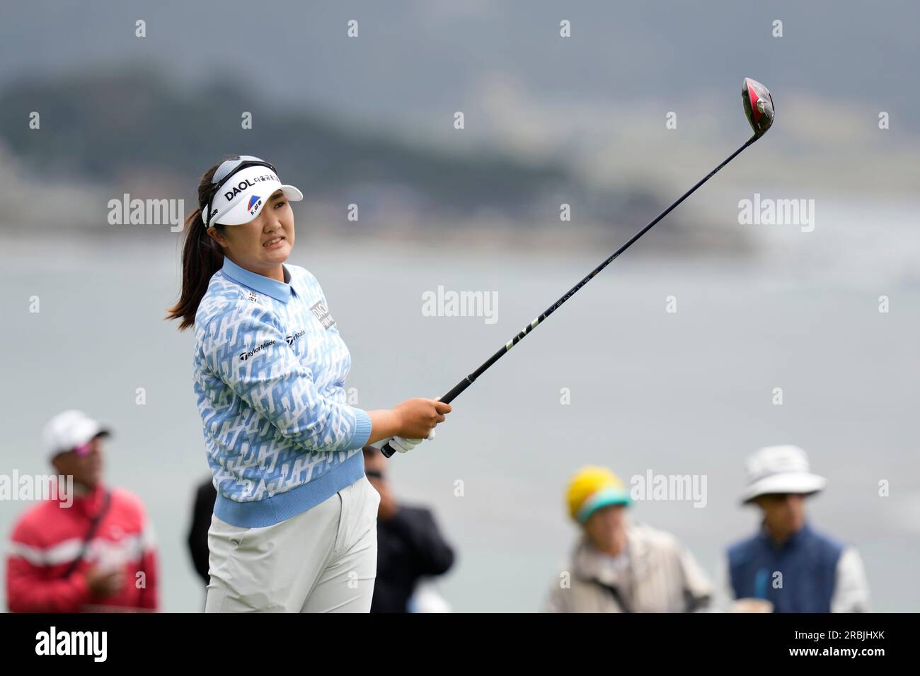 Hae Ran Ryu, of South Korea, watches her tee shot on the 14th hole ...