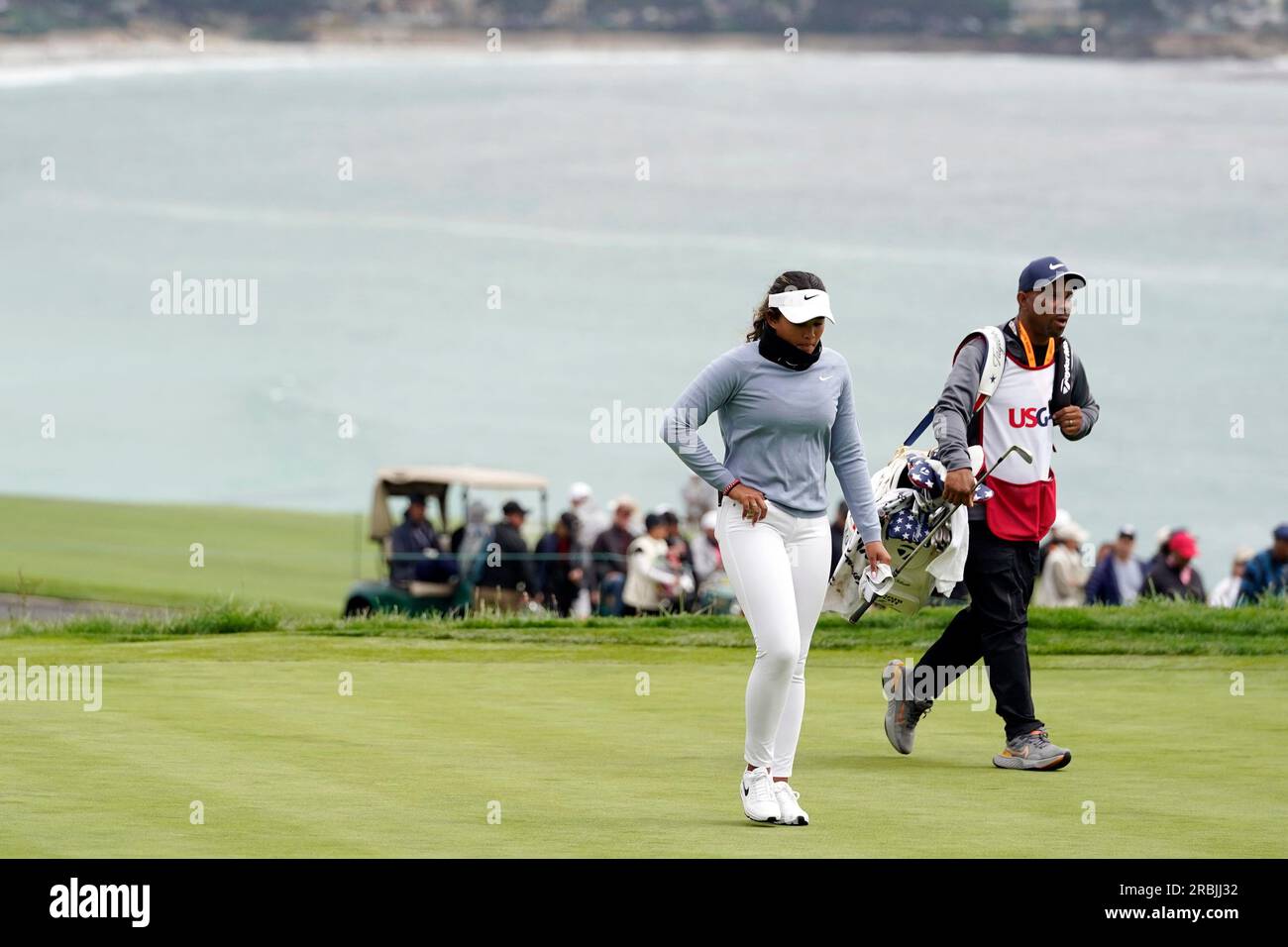 Amari Avery walks up to the 13th green during the second round of the U.S. Women's Open golf ...