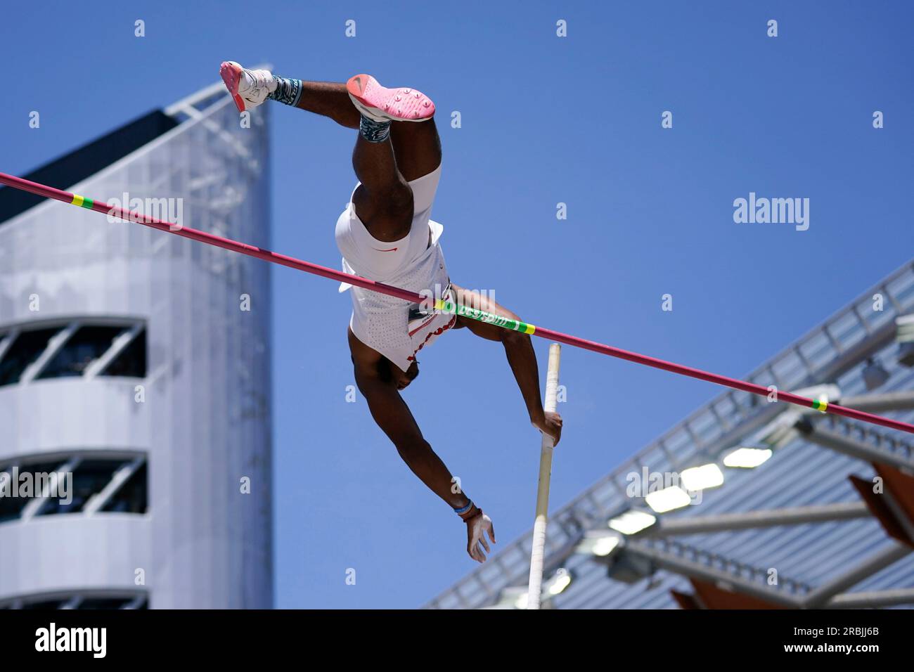 Kyle Garland competes in the pole vault for the men's decathlon ...