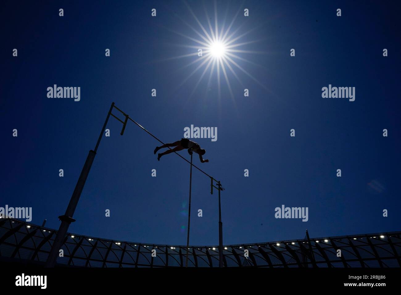 Steven Bastien competes in the pole vault for the men's decathlon ...