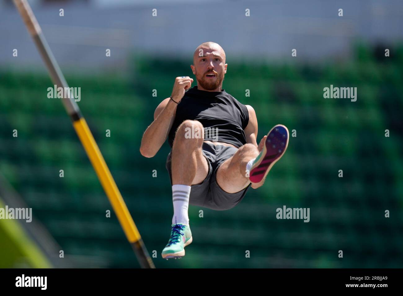 Zach Ziemek competes in the pole vault for the men's decathlon during ...