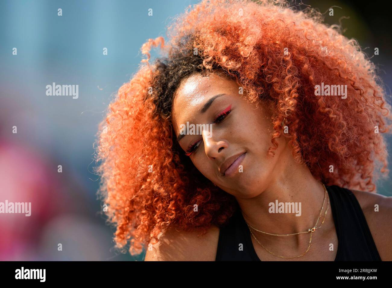 Taliyah Brooks reacts after placing sixth in the 800 meter race ...