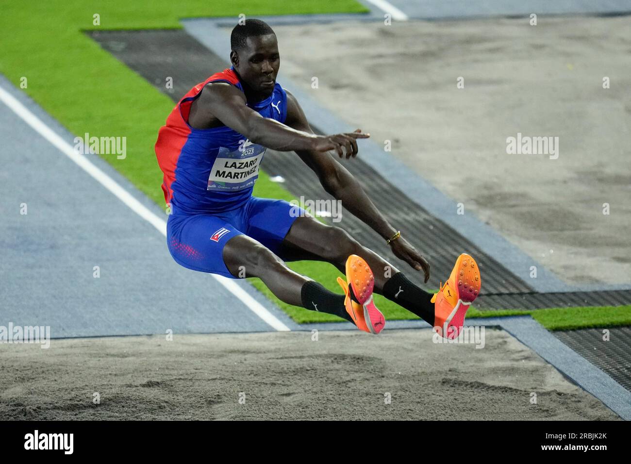 Cuba's Lazaro Martinez competes during the men's athletics triple jump ...