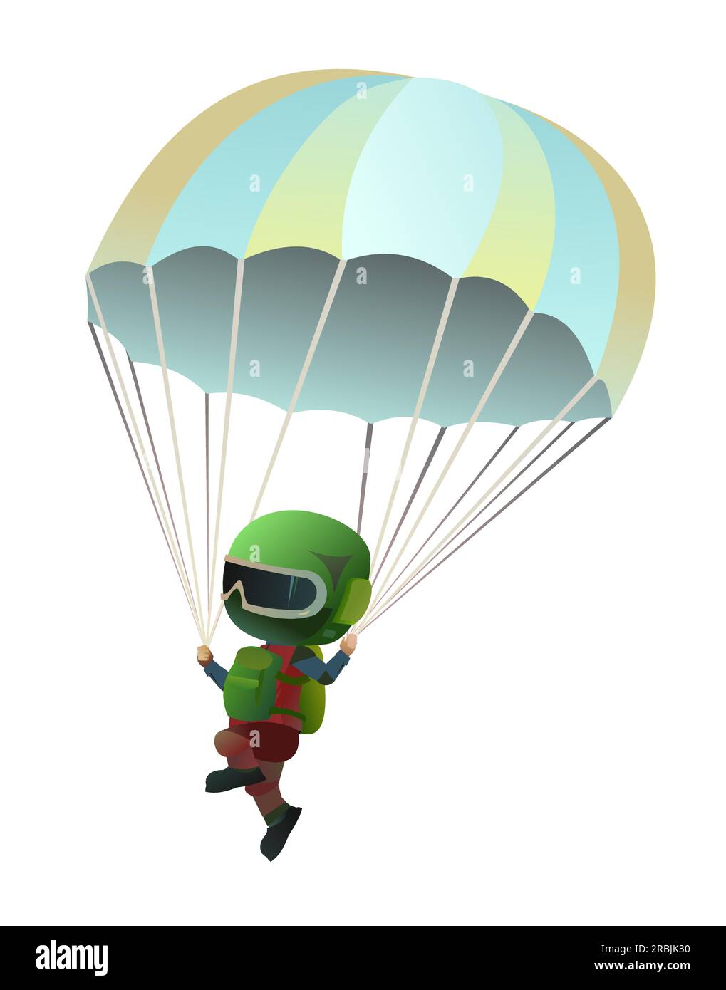 Skydiver flying down sky. Free float. Cartoon style character. Isolated ...
