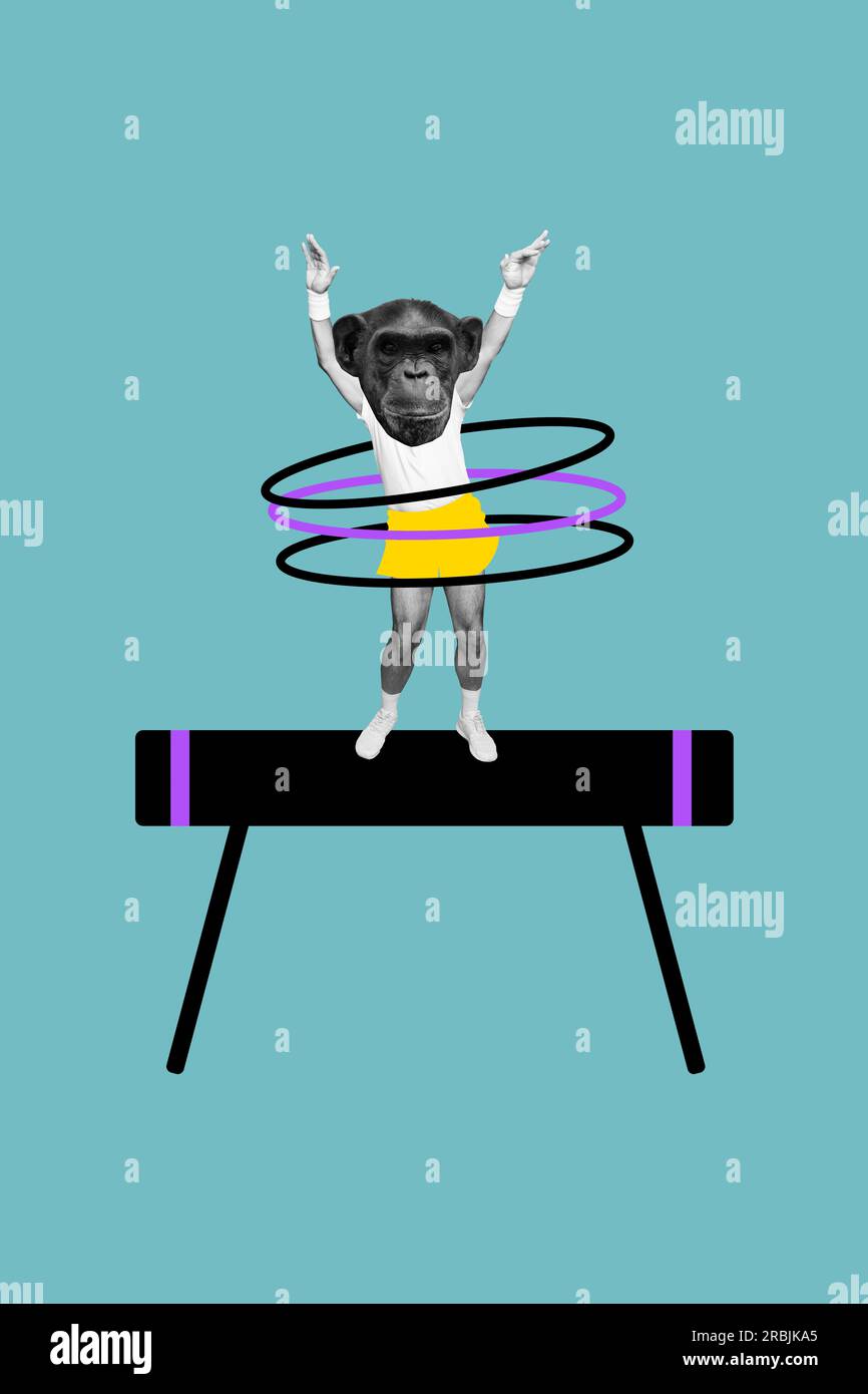 Vertical illustration composite collage of funky sportsman headless ...