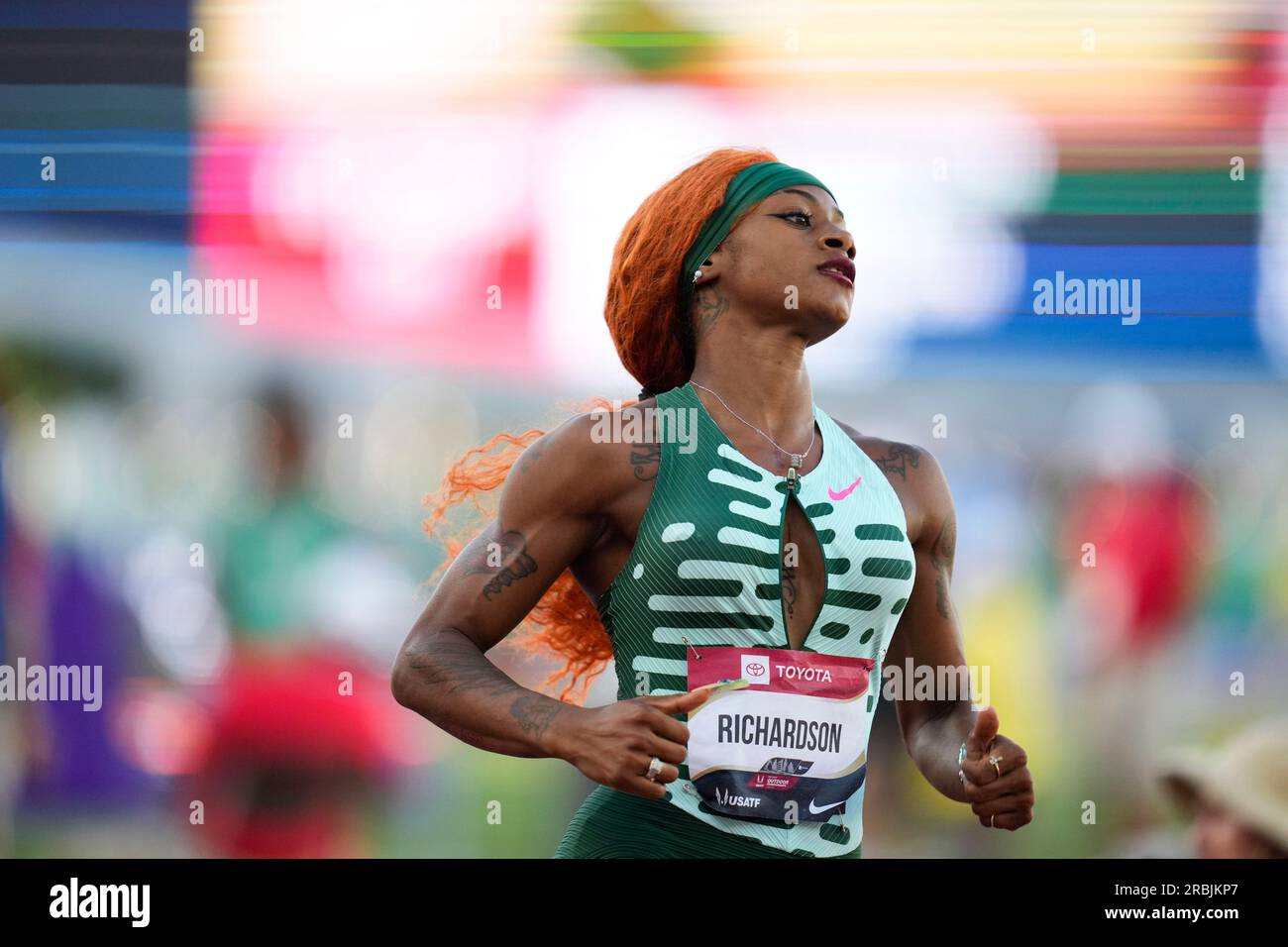 Sha'Carri Richardson competes in the women's 100 meter semi-finals ...