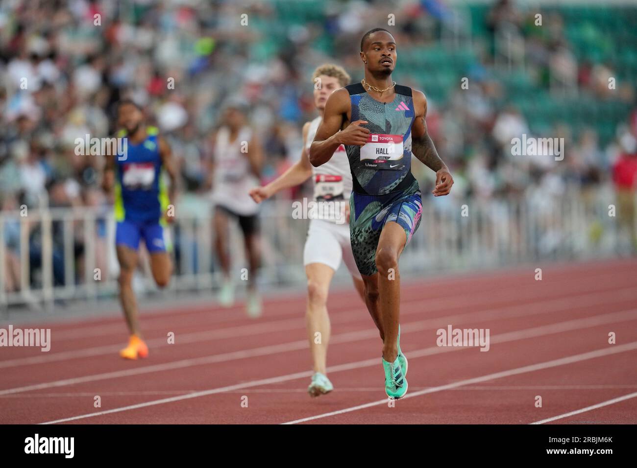 Quincy Hall competes in the men's 400 meter semi-finals during the U.S ...