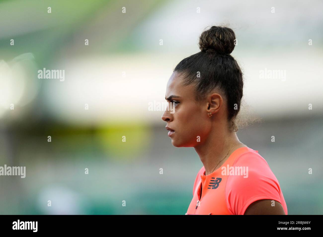 Sydney McLaughlin-Levrone warms up before the women's 400 meter semi ...