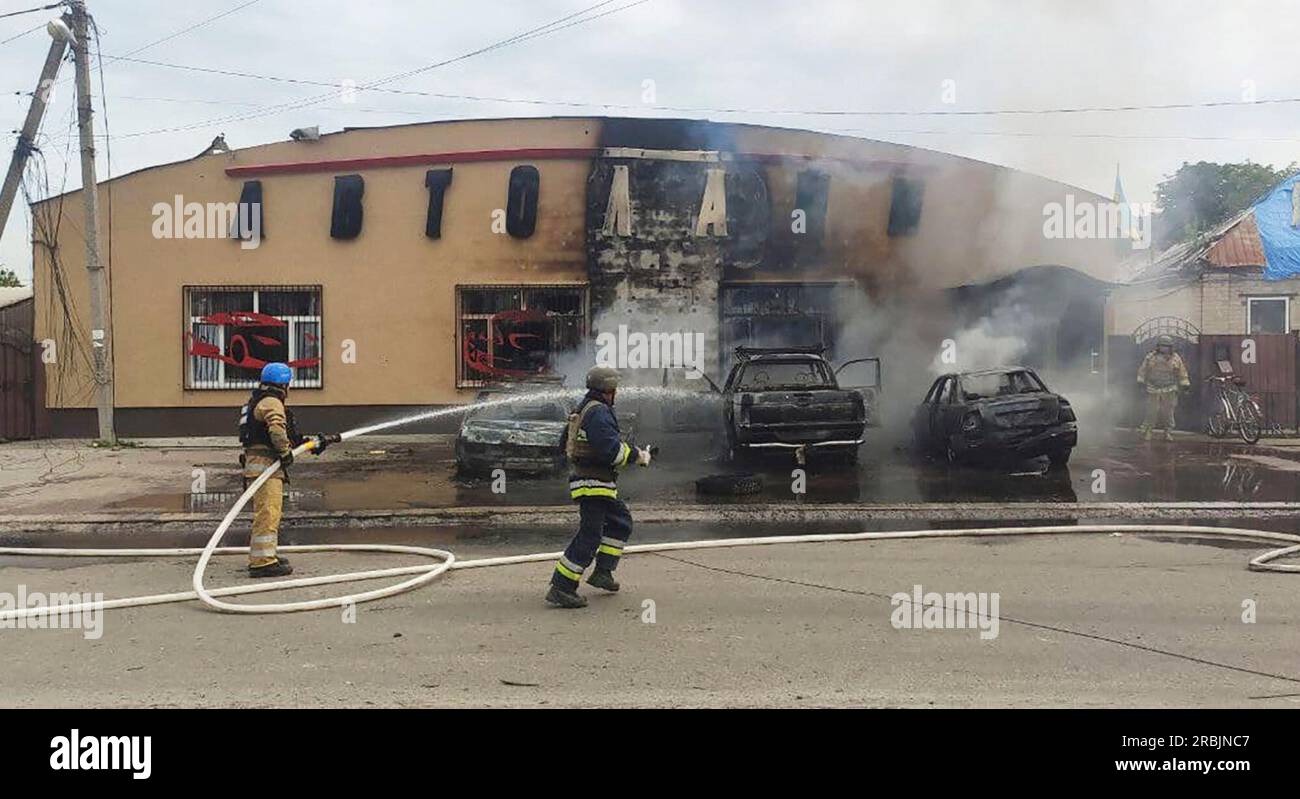 In this image provided by the Ukrainian Emergency Service, emergency ...