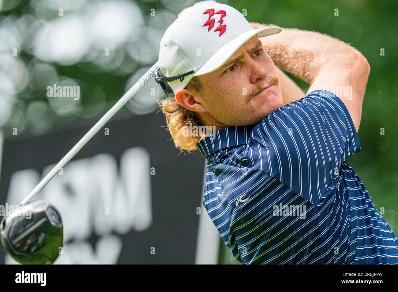 Jediah Morgan of Ripper GC hits his shot from the fourth tee during the ...