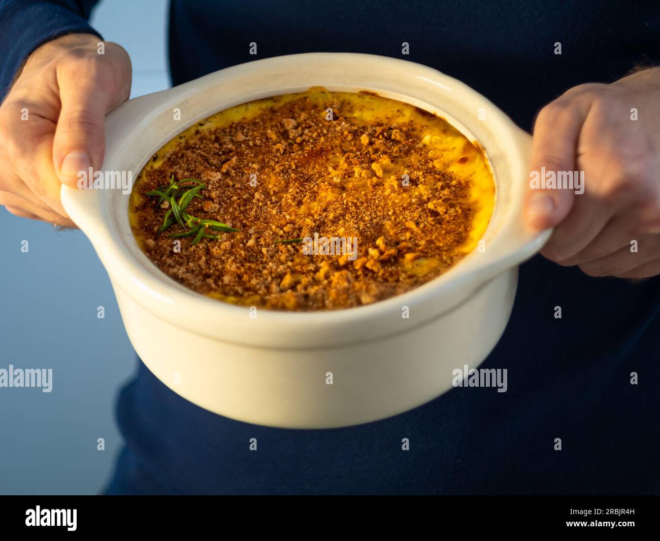 Mac and cheese, baked macaroni pasta in cheesy creamy milk butter sauce ...