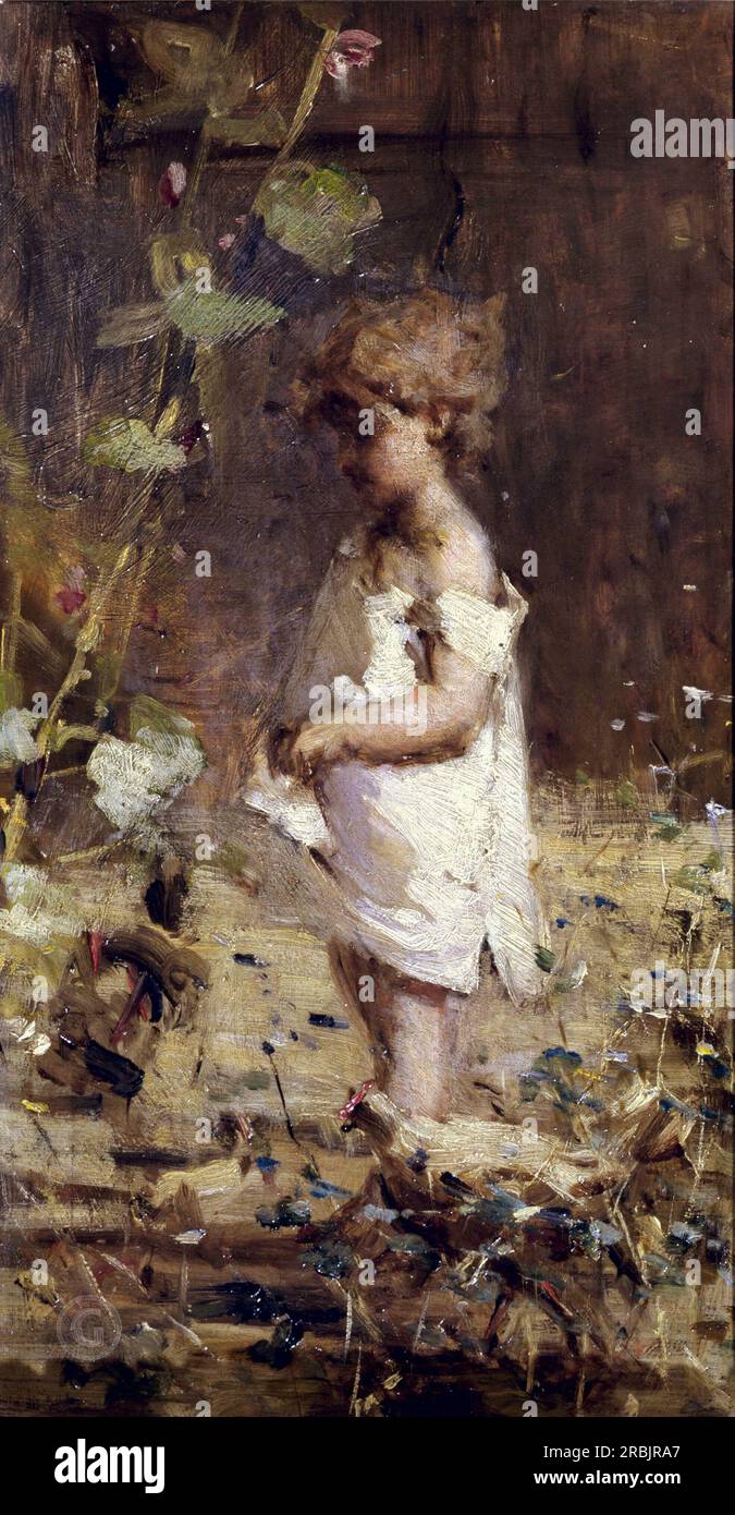 Camillo Rapetti – Little girl in the garden 18951905 Stock Photo - Alamy