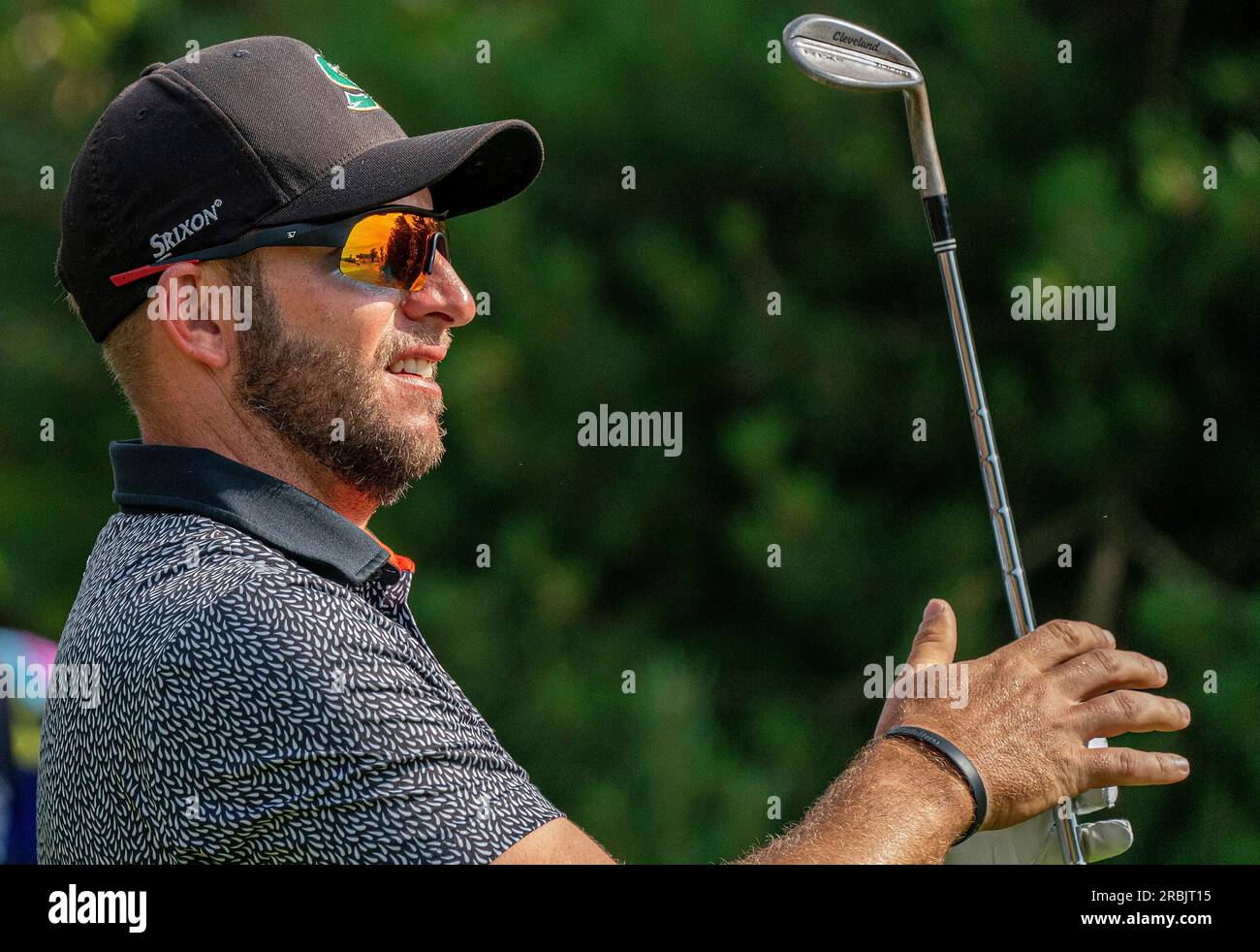 Dean Burmester of Stinger GC hits his shot from the 17th tee during the ...