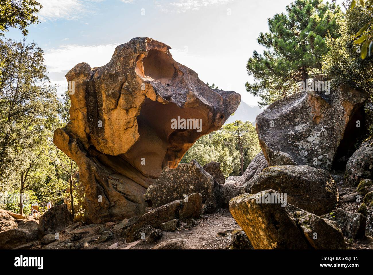 Red granite rocks, Tafoni, Calanches de Piana, Bay of Porto, Porto ...
