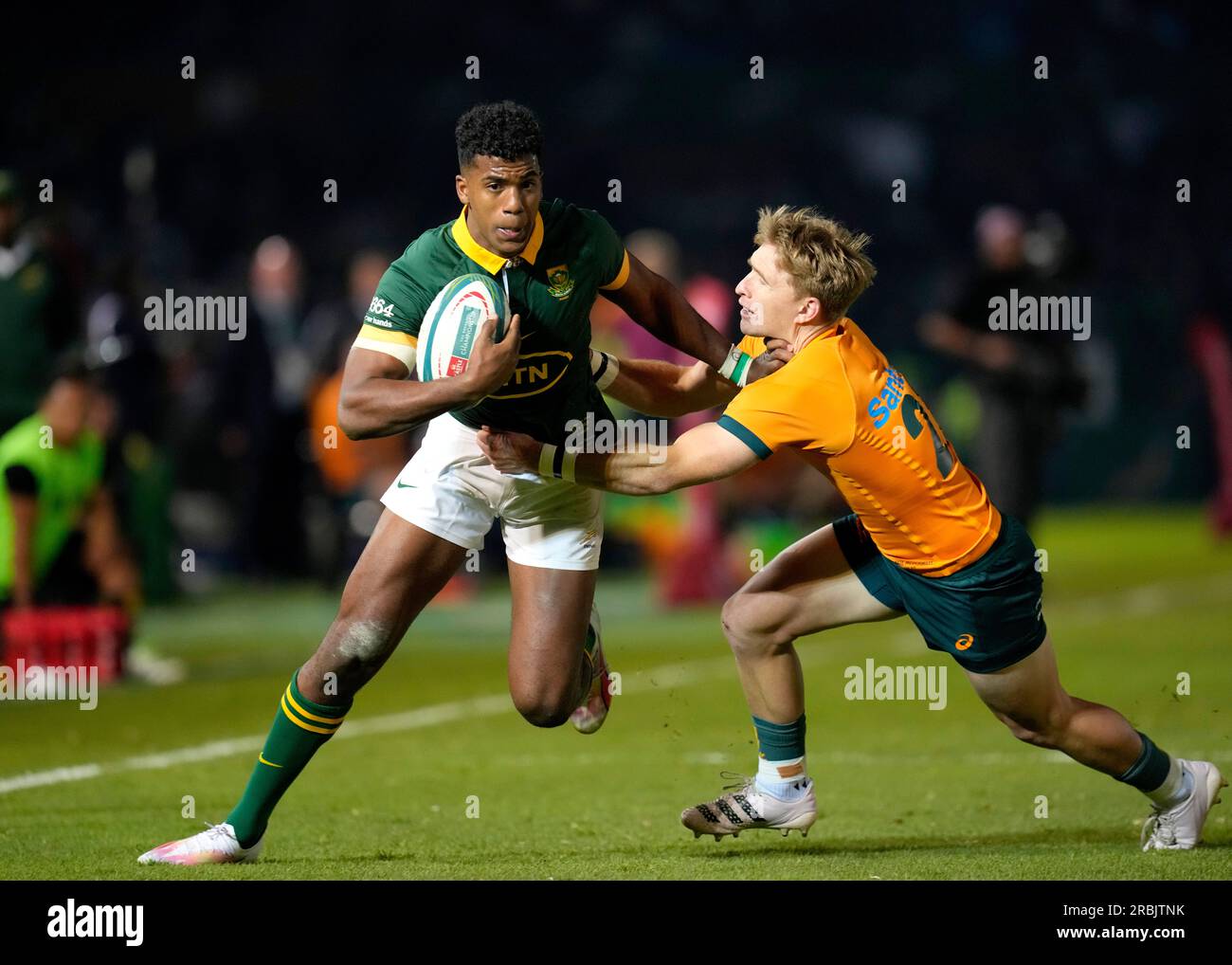 South Africa's Canan Moodie, left, is challenged by Australia's Tate ...