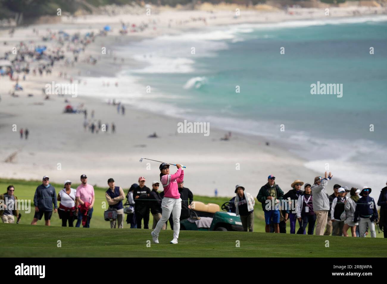Nasa Hataoka, of Japan, hits from the 13th fairway during the third ...