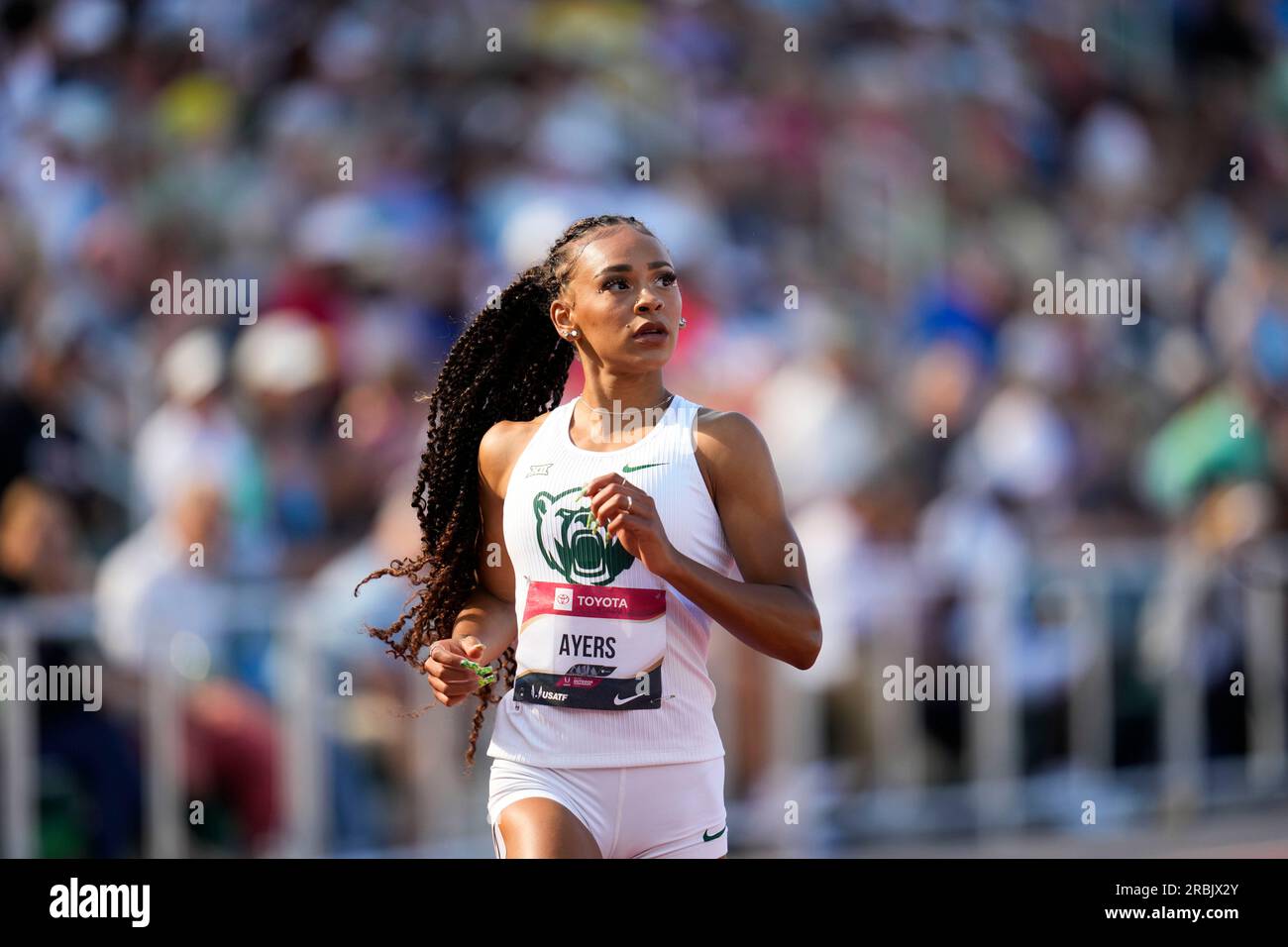 Mariah Ayers competes in the first round of the women's 200 meters ...