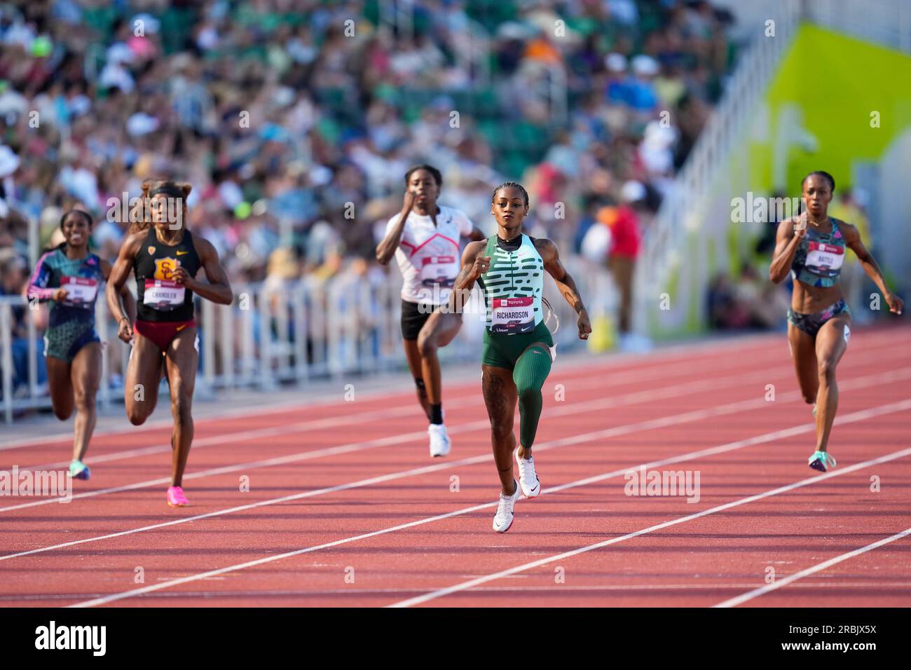 Sha'Carri Richardson competes in the first round of the women's 200 ...