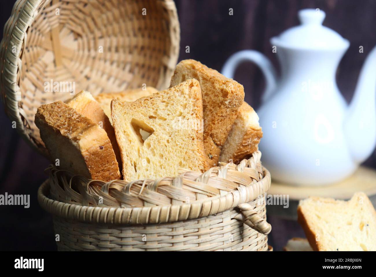 Tea Time Snack. Healthy Wheat rusk served with Indian hot masala tea ...