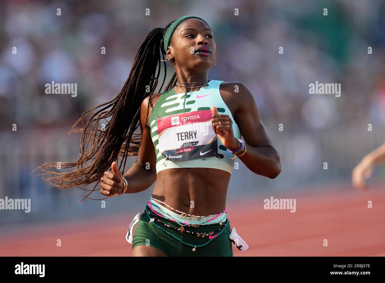 Twanisha Terry competes in the first round of the women's 200 meters ...